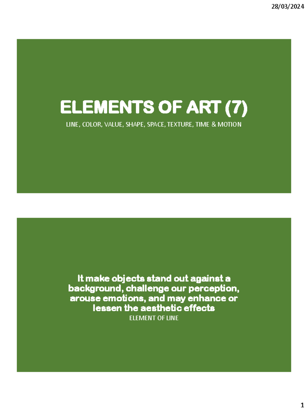 ART-APP- Flashcards - ELEMENTS OF ART (7) LINE, COLOR, VALUE, SHAPE ...