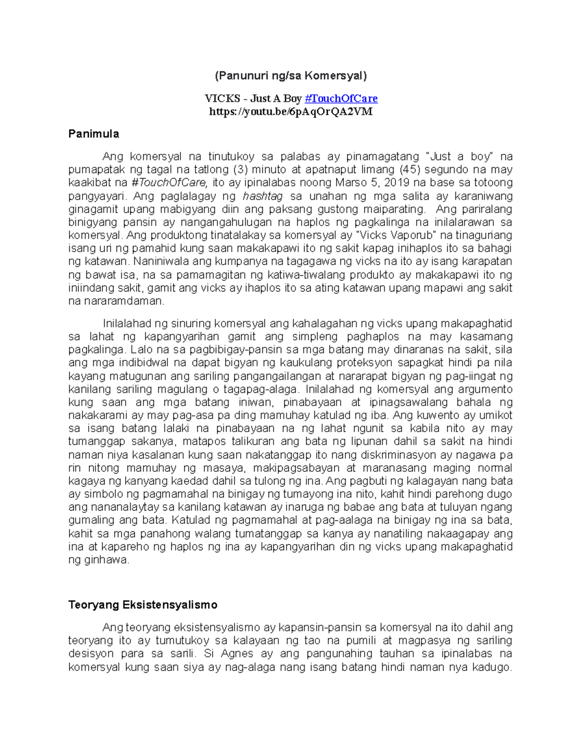 Fil Lit Panunuri-ng-Komersyal PART-1 - (Panunuri ng/sa Komersyal) VICKS ...