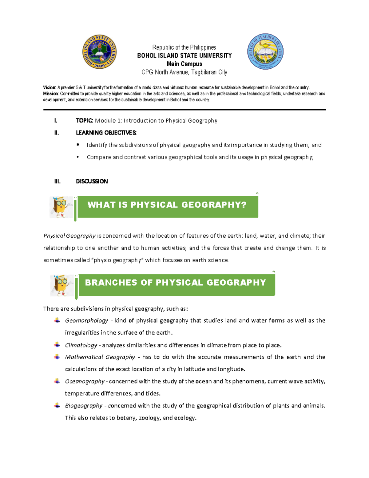 Module 1 Introduction to Physical Geography - Republic of the ...