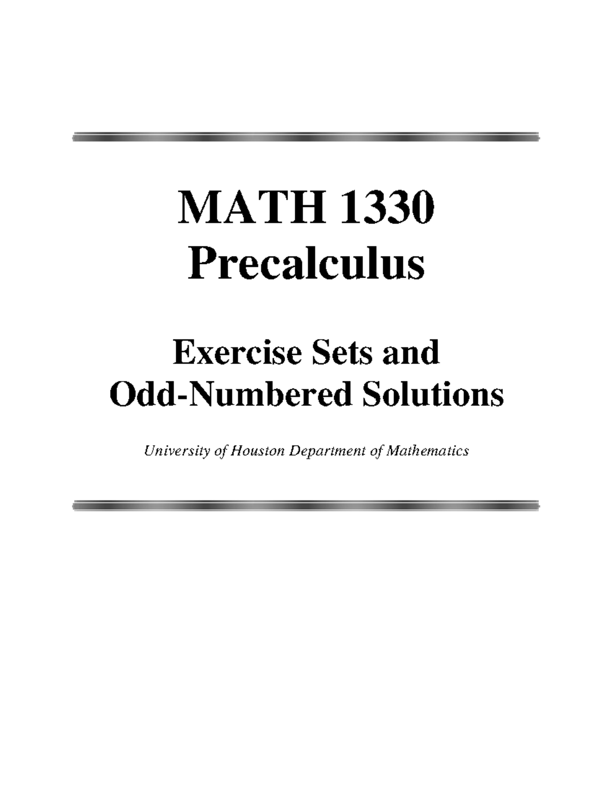 Precalculus Problems - MATH 1330 Precalculus Exercise Sets and Odd ...