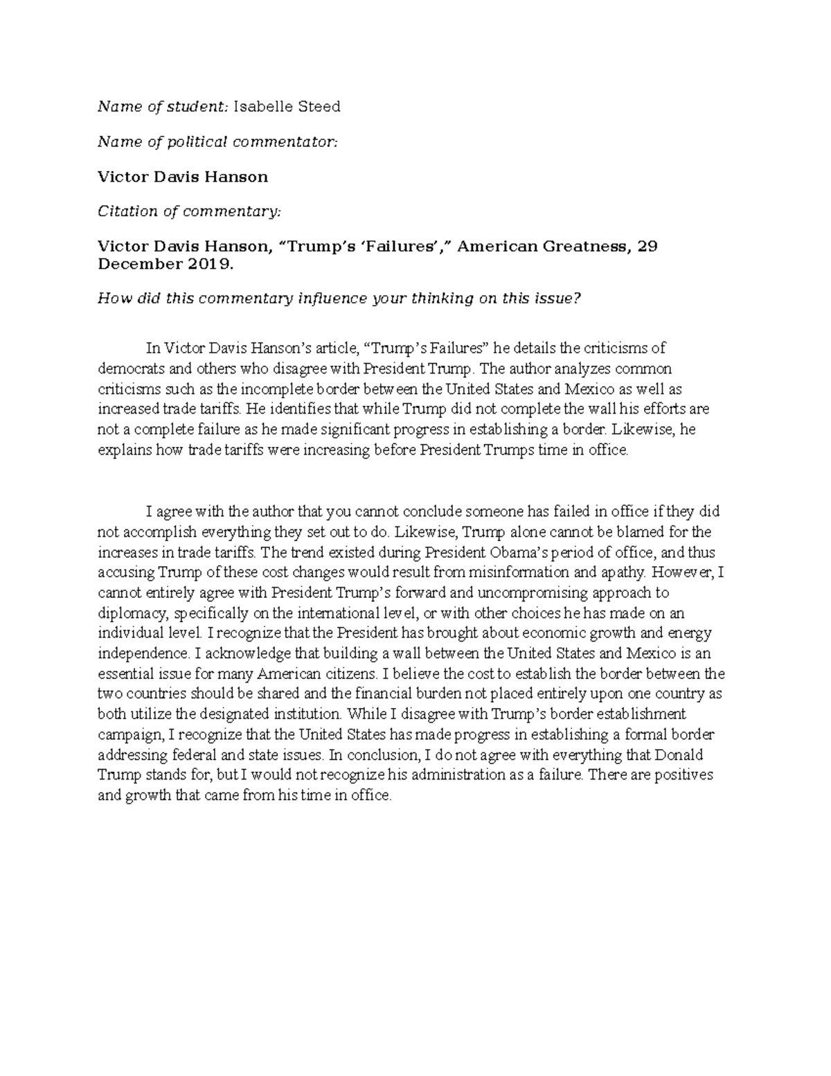 Partisan Paragraph 2 - Name of student: Isabelle Steed Name of ...