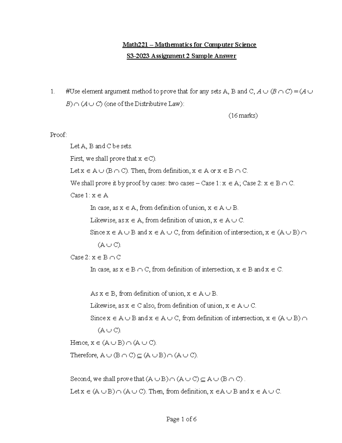 MATH221-23-S3-A2-Q Sample-Answer - Math221 – Mathematics for Computer ...