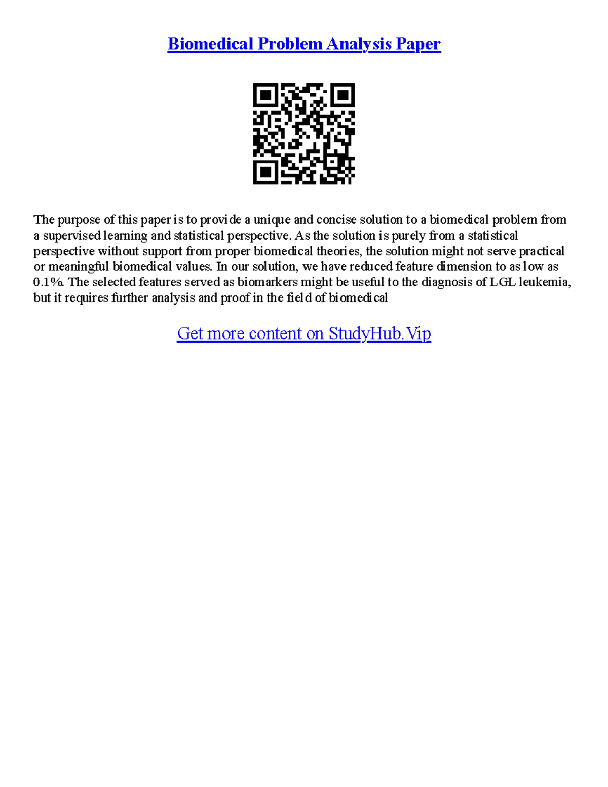 Problem Analysis Essay Topics - Biomedical Problem Analysis Paper The ...