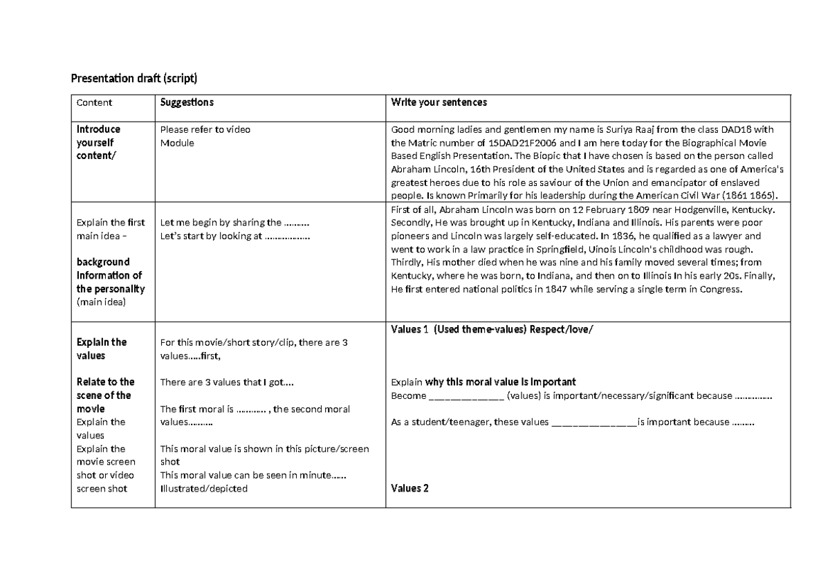 Draft content this is the one - Presentation draft (script) Content ...