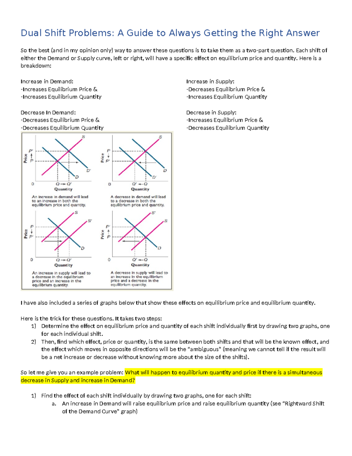 Simultaneous Shift Problems Practice for WGU C211 Global Economics for Managers - Dual Shift ...