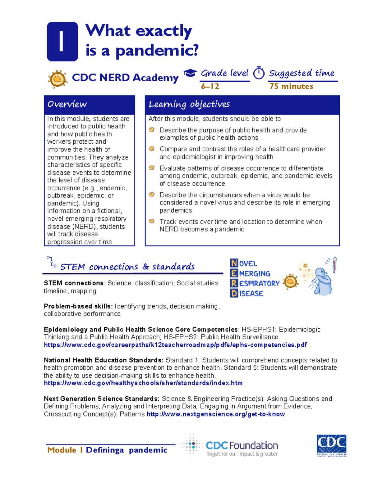 CDC - What is a Pandemic - Lesson Plan - 1 What exactly is a pandemic ...