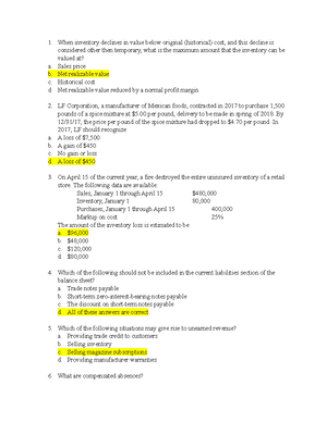 ACC cheat sheet - Basic Acc Equation: A = L+SE Income Statement ...