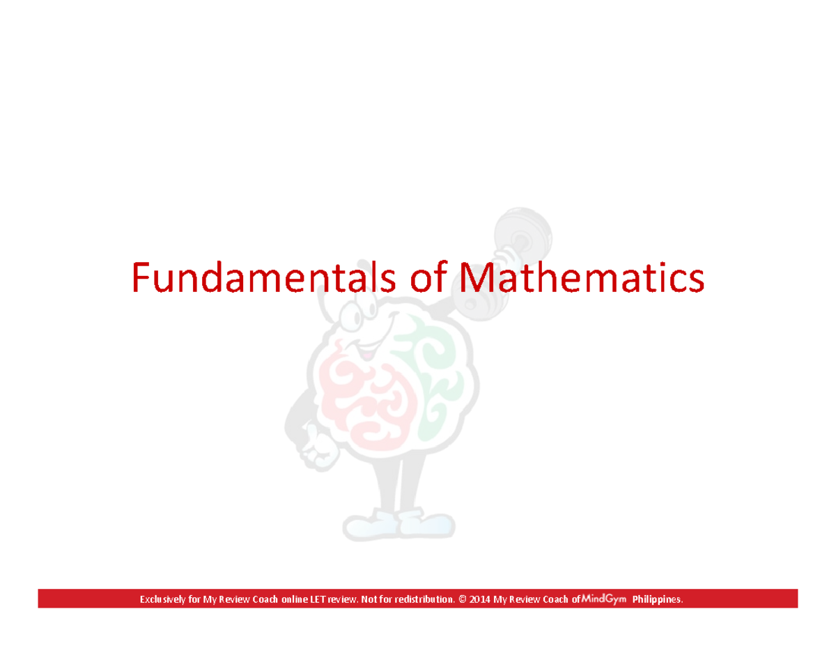Mind Gym Mathematics-Fundamentals of Mathematics Lecture Notes - Copy ...