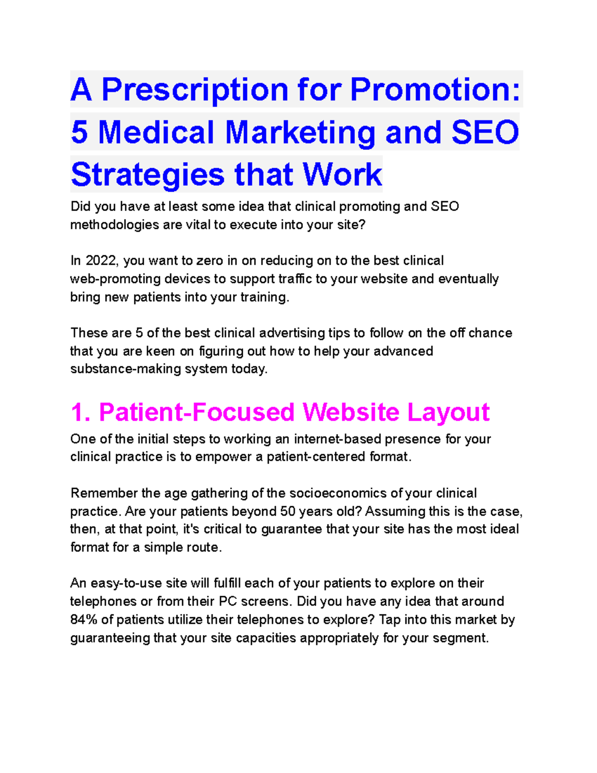 A Prescription for Promotion 5 Medical Marketing and SEO Strategies ...