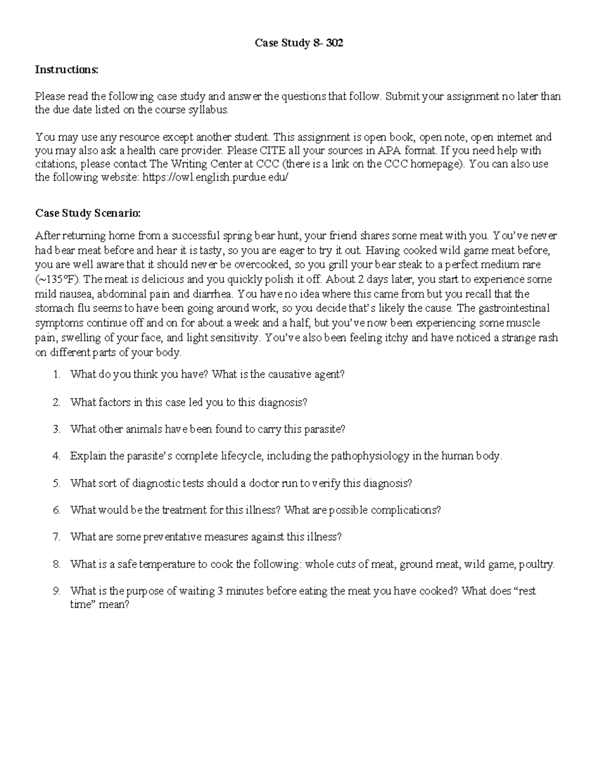 Case Study 8 - 302 - Case Study 8- 302 Instructions: Please read the following case study and ...