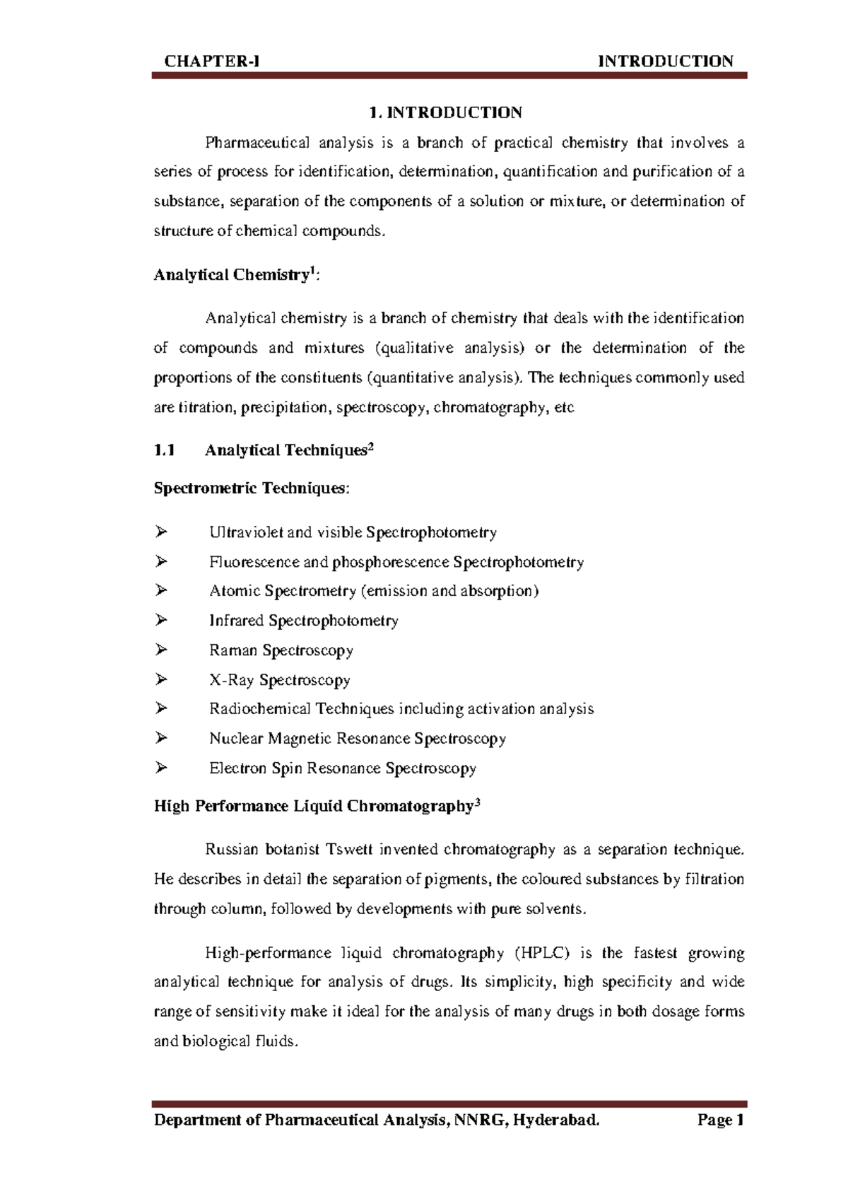 1. Introduction - 1. INTRODUCTION Pharmaceutical analysis is a branch ...