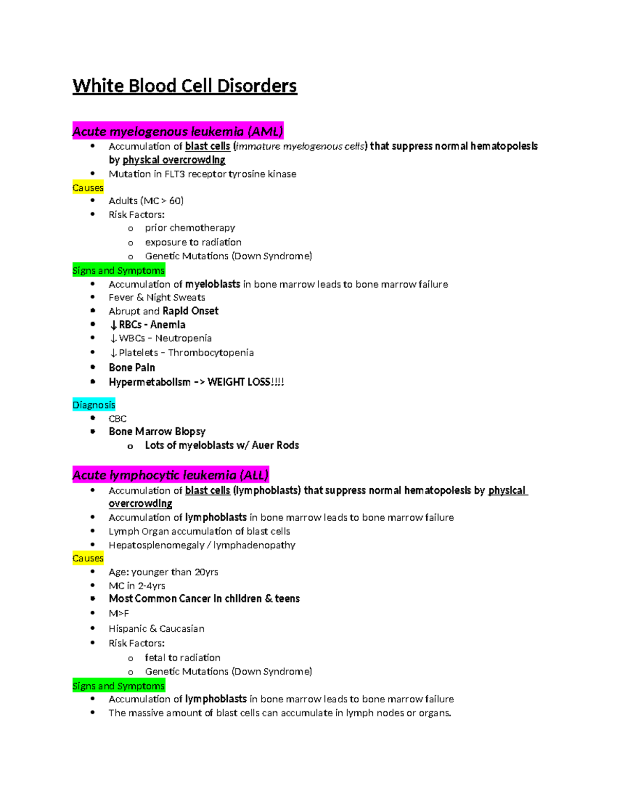 White Blood Cell Disorders - White Blood Cell Disorders Acute ...