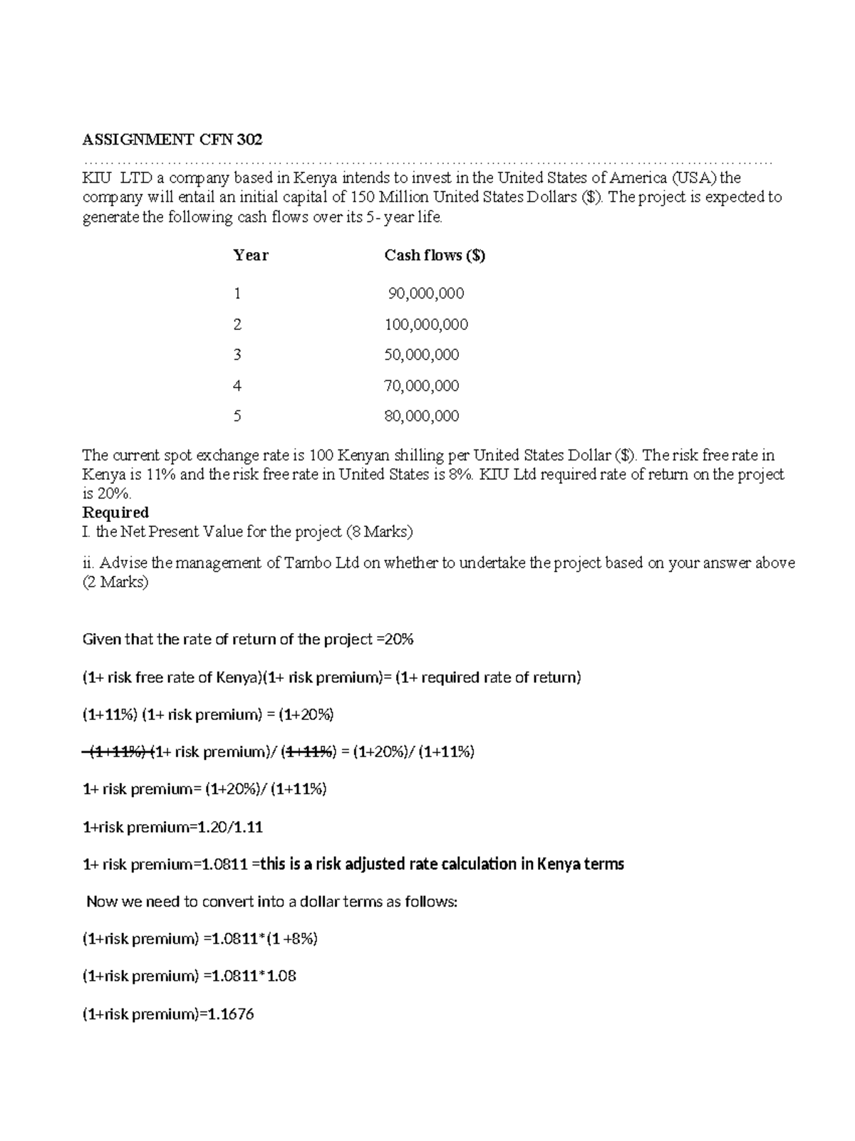 Assignment CFN 302 (3) - study study - ASSIGNMENT CFN 302 - Studocu