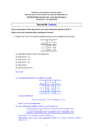 Tutorial 7 solution - sol - NATIONAL UNIVERSITY OF SINGAPORE DEPARTMENT ...