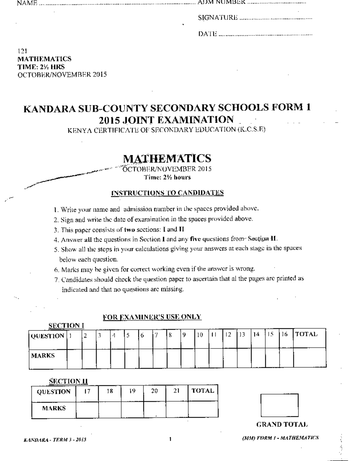 Form1-Maths-Paper - Business High School - Studocu