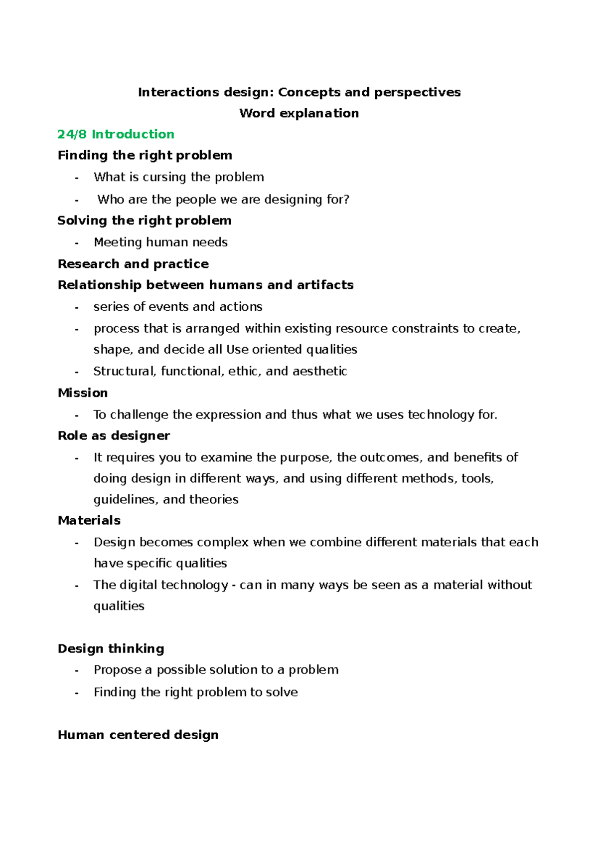 Interactions design noter - Interactions design: Concepts and ...