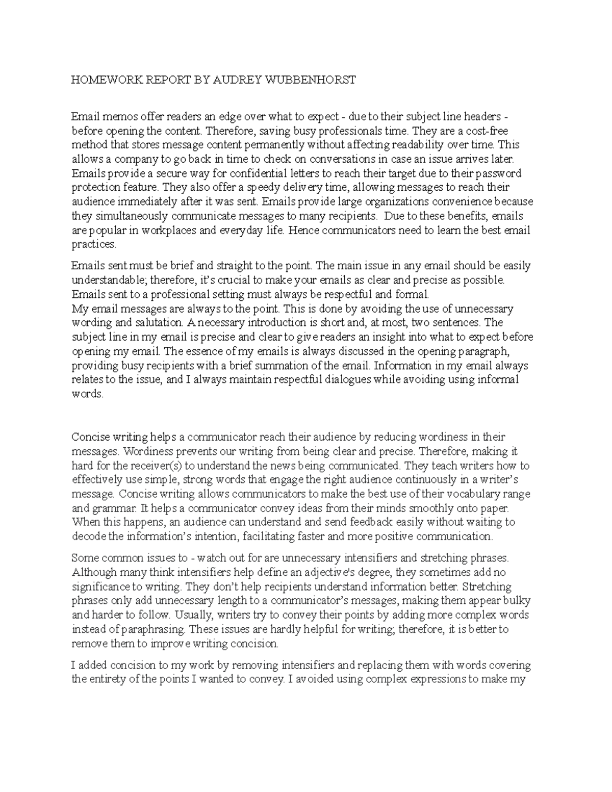 Intro to Profession Comm Professors assignment - HOMEWORK REPORT BY ...