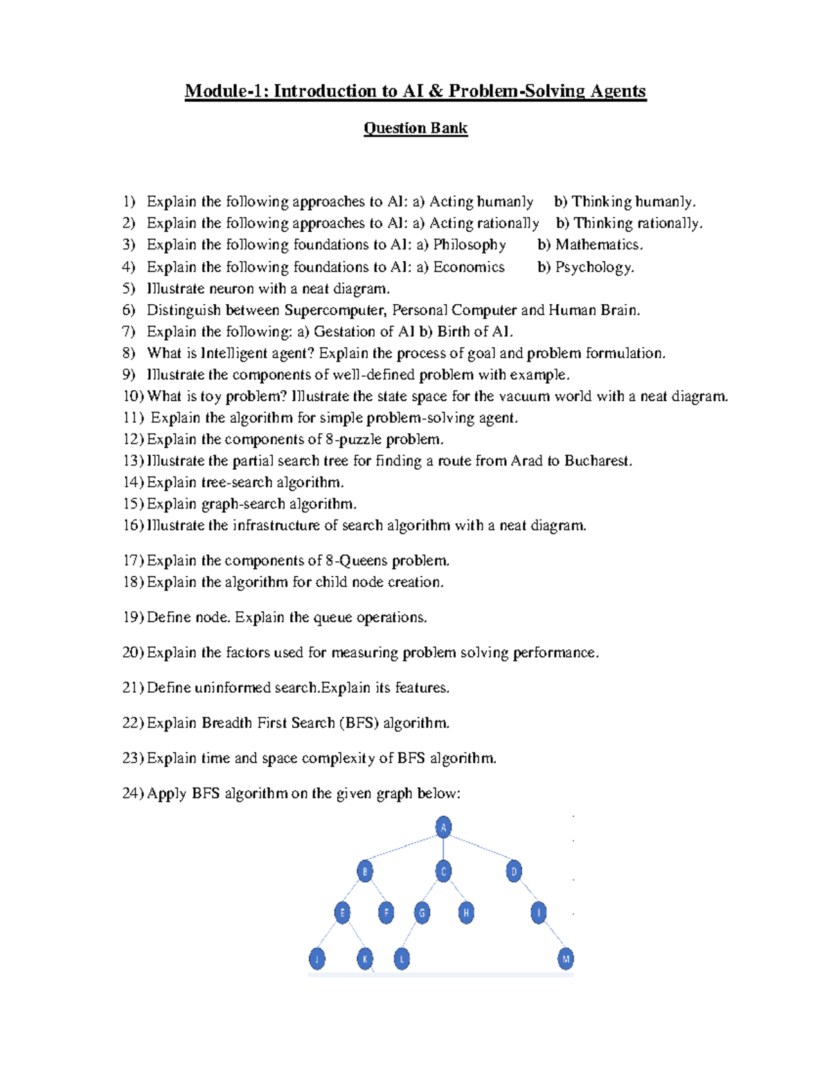 AI&ML Module-1 QB - modyule1 - Module-1: Introduction to AI & Problem-Solving Agents Question ...