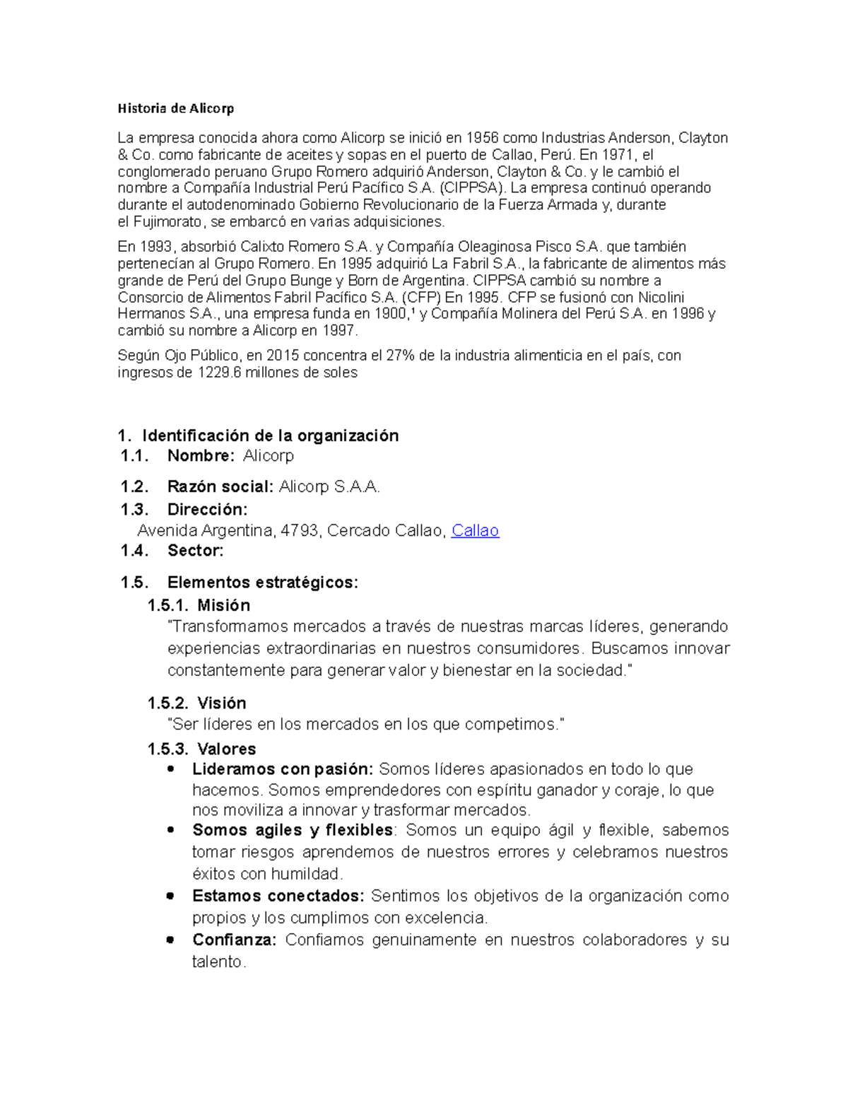 Organizacion - historia de Alicorp - Historia de Alicorp La empresa ...