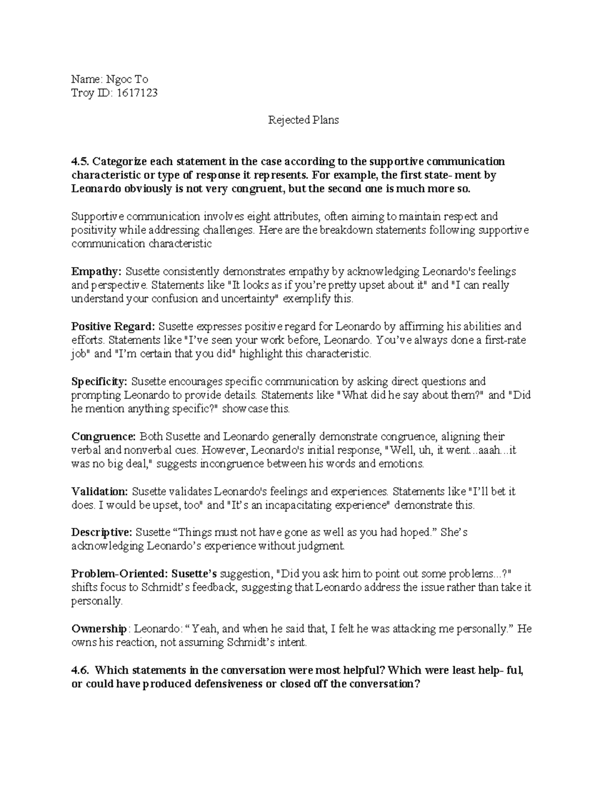 Rejected plans ans - Name: Ngoc To Troy ID: 1617123 Rejected Plans 4 ...