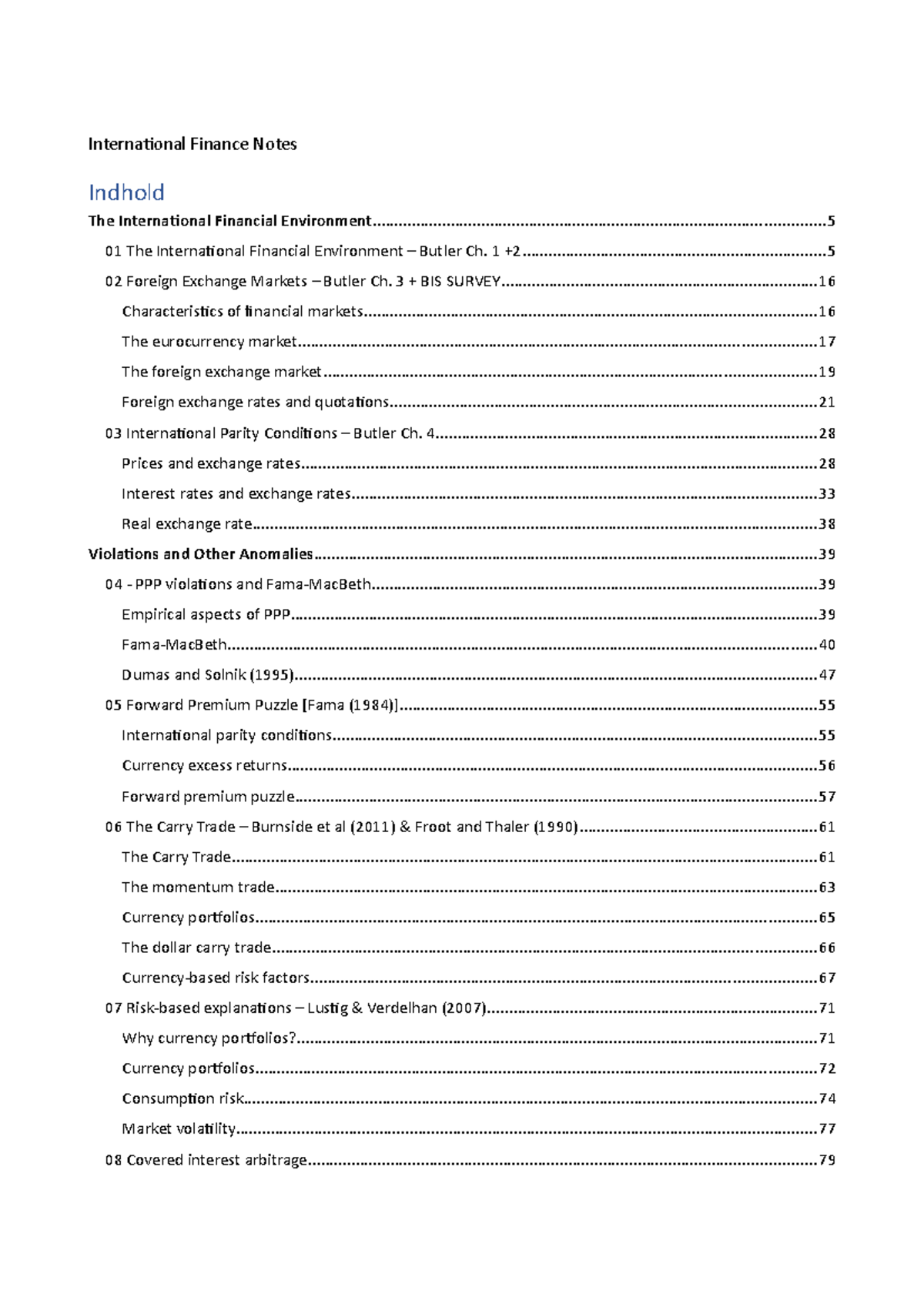 International Finance notes - International Finance Notes The ...