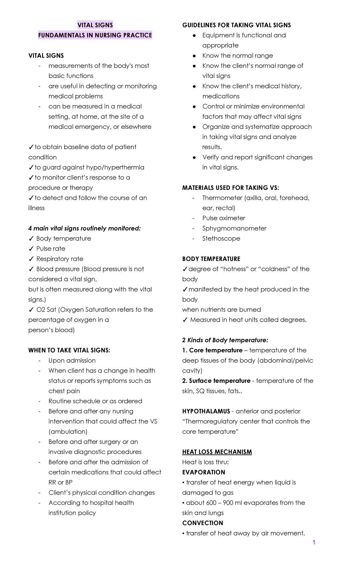 Vital-Signs - VITAL SIGNS FUNDAMENTALS IN NURSING PRACTICE VITAL SIGNS ...