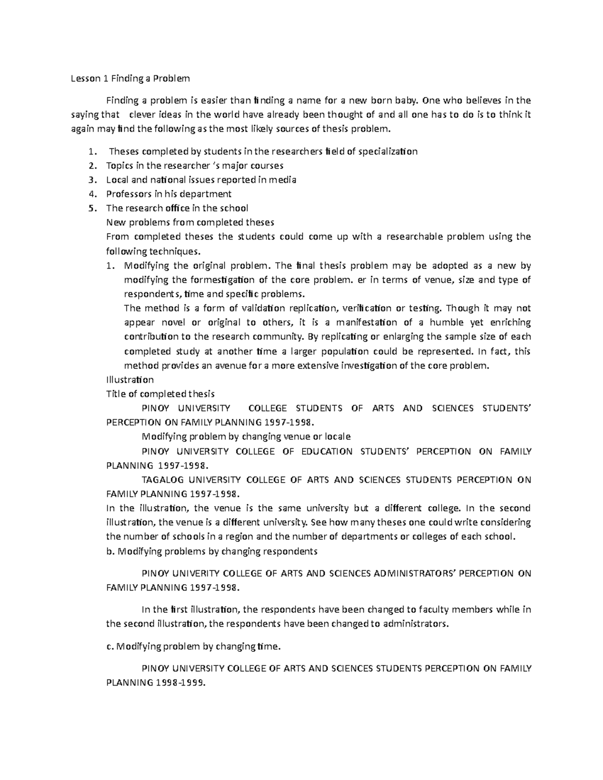 Lesson 1 Finding a Problem - Lesson 1 Finding a Problem Finding a ...