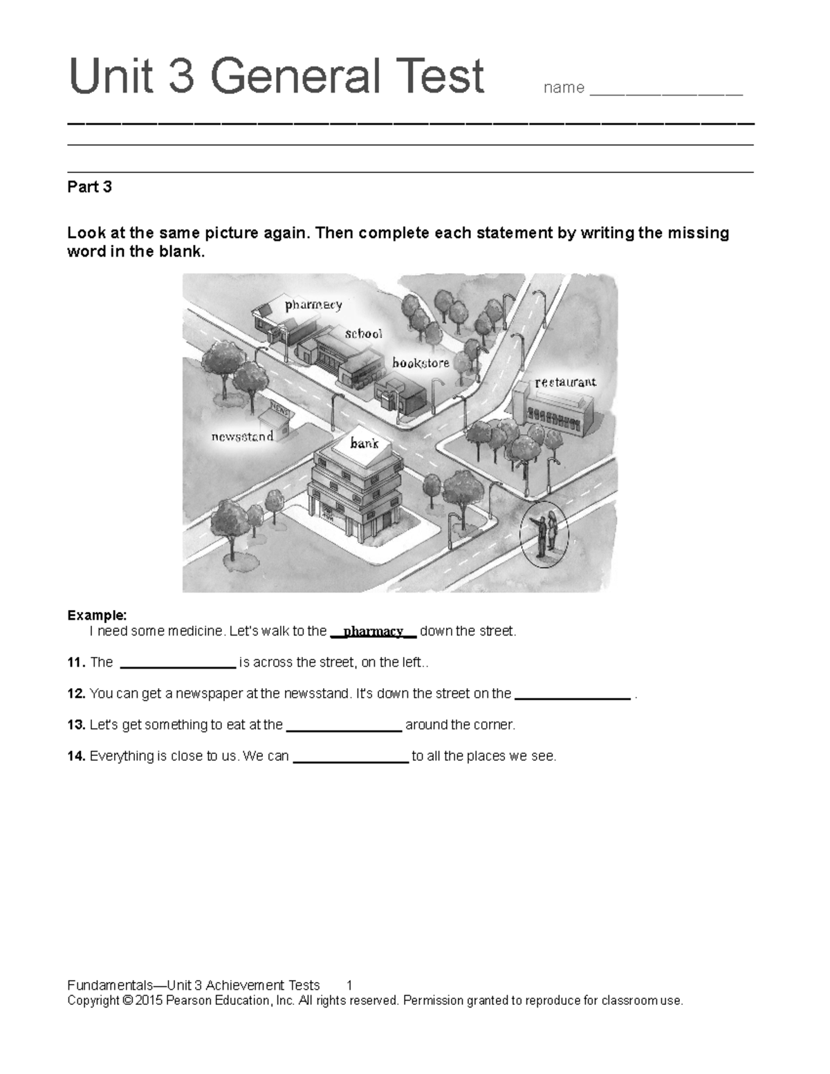 Top Notch Fundamentals Unit 3 Assessment - Unit 3 General Test name ...