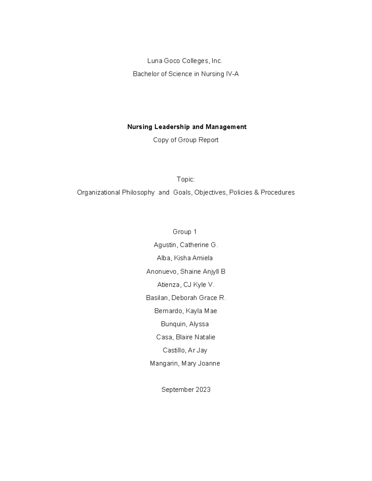 NLM- Group 1 - Nothing - Luna Goco Colleges, Inc. Bachelor of Science ...