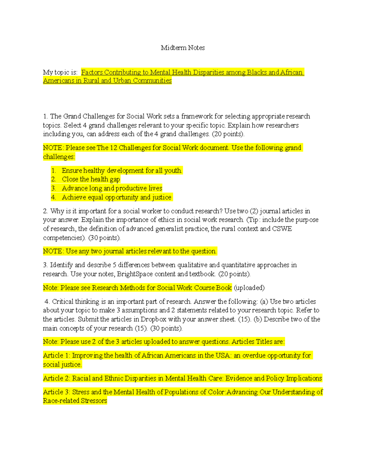 Midterm Notes - Please READ Before Completing Questions - Midterm Notes ...