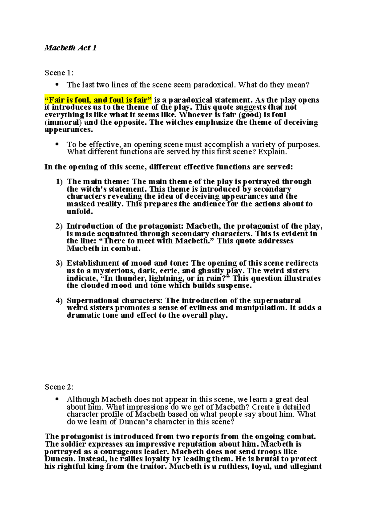 Macbeth Act 1 - What do they mean? “Fair is foul, and foul is fair” is ...