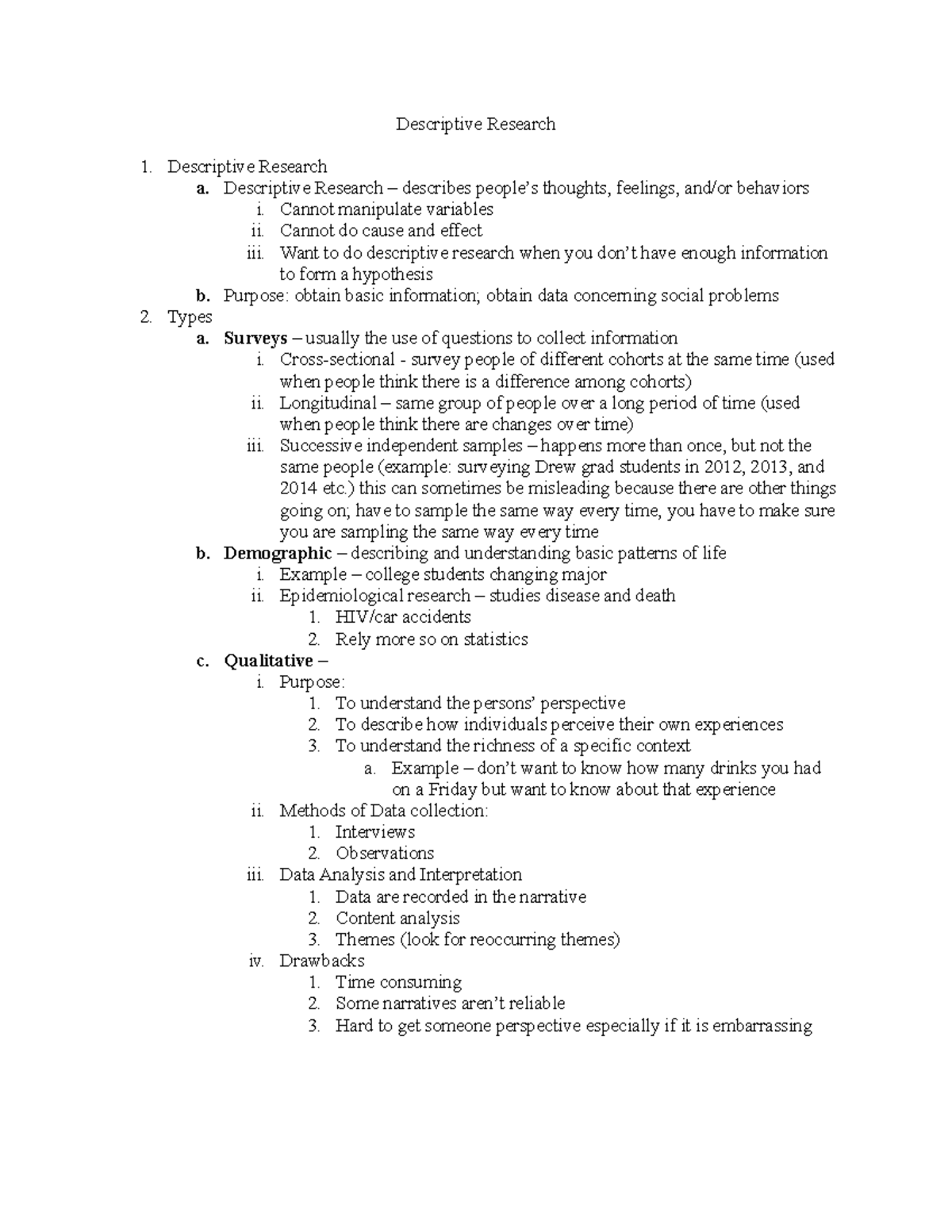 Descriptive Research Examples