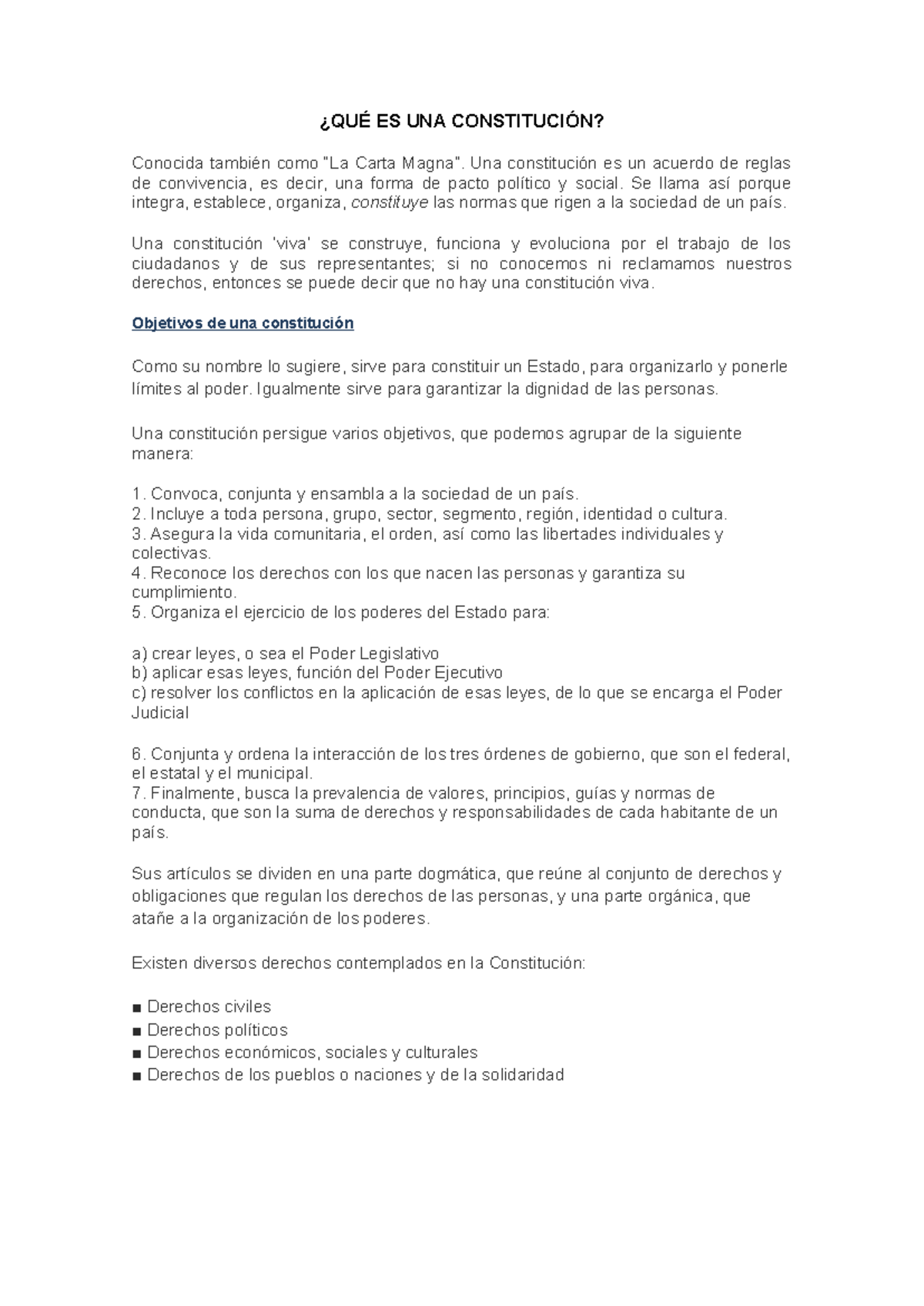 QUÉ ES UNA Constitución - ¿QUÉ ES UNA CONSTITUCIÓN? Conocida también ...