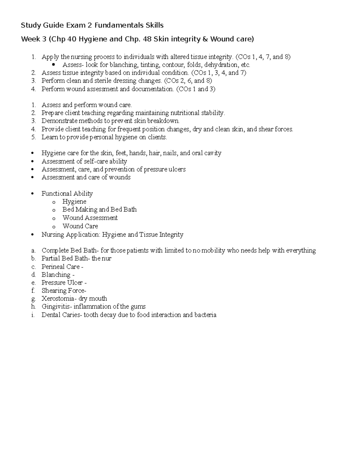 Study Guide Exam 2 Fundamentals Skills - Study Guide Exam 2 Fundamentals Skills Week 3 (Chp 40 ...