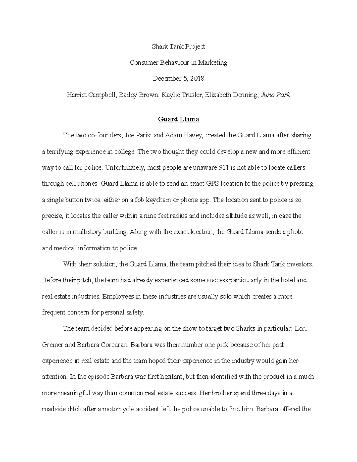 Mid Term Project - Shark Tank Project Consumer Behaviour in Marketing ...