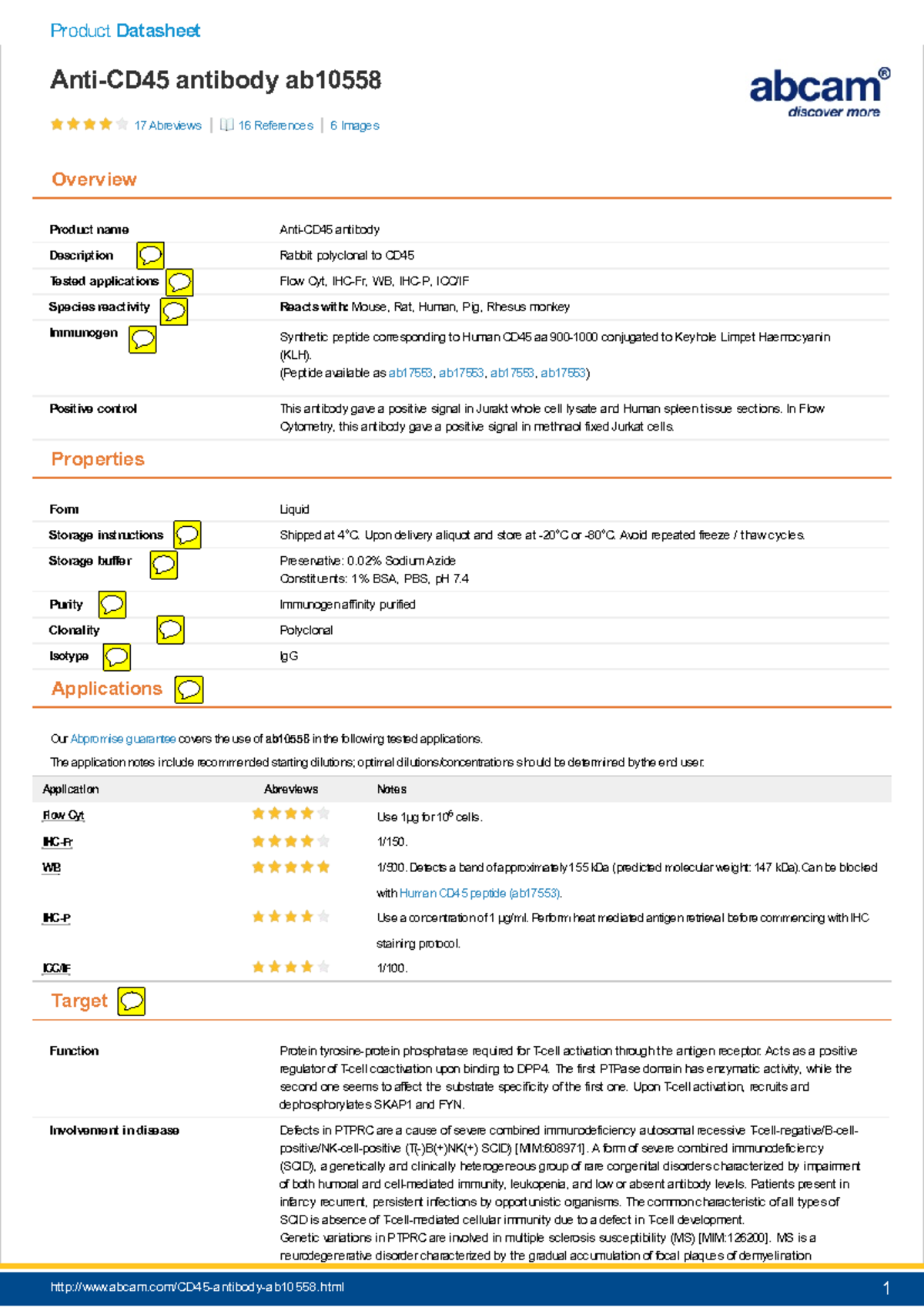 Annotated CD45 Data Sheet - Product Datasheet Anti-CD45 antibody ...