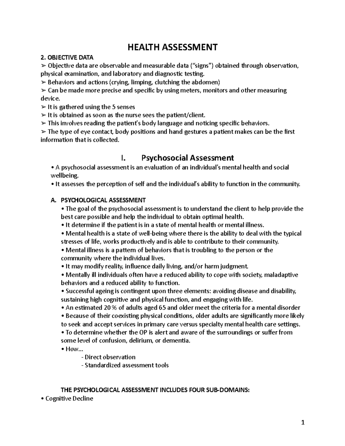 Gerontology (8TH Lecture) - Health Assessment(objective data) - HEALTH ...