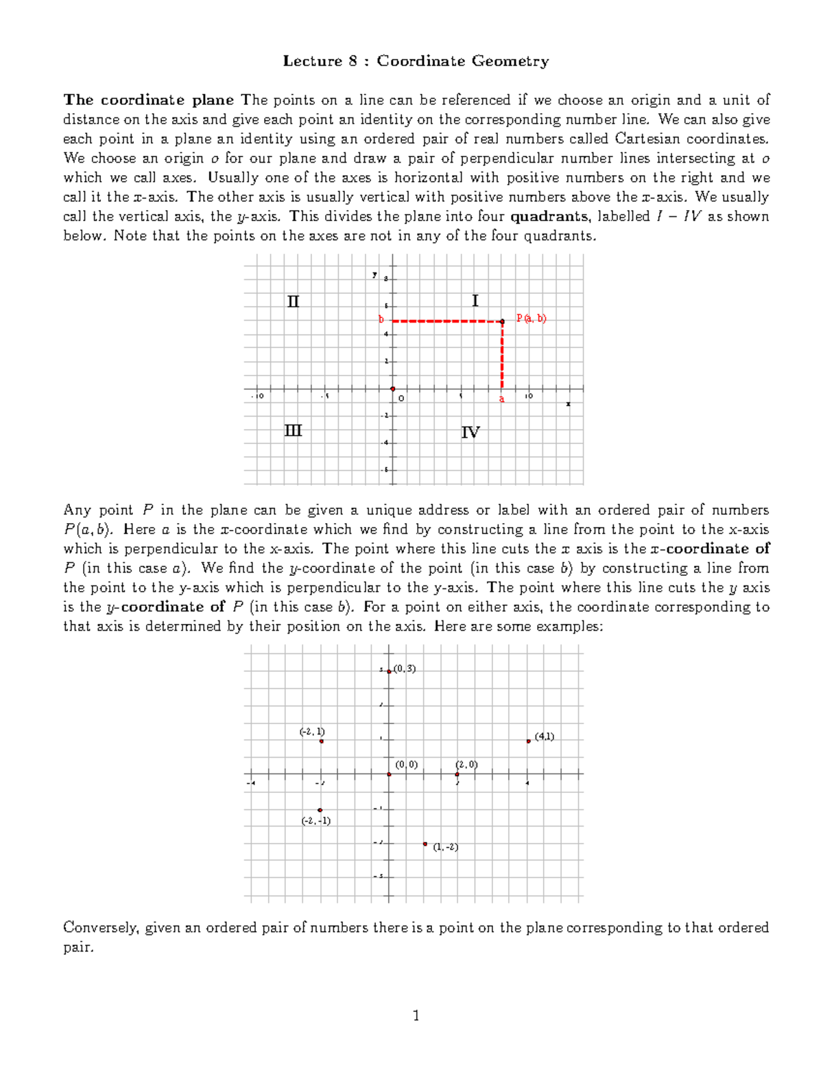 Lecture 8 Coordinate Geometry - Lecture 8 : Coordinate Geometry The ...
