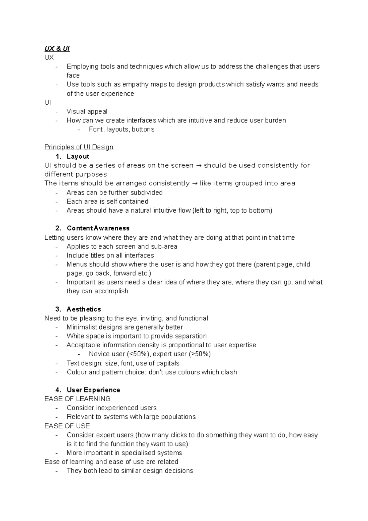 UX & UI Design Notes - UX & UI UX Employing tools and techniques which ...