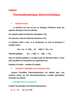 Electrochime chapitre 1 - Module: ELECTROCHIMIE Conductivité des ...