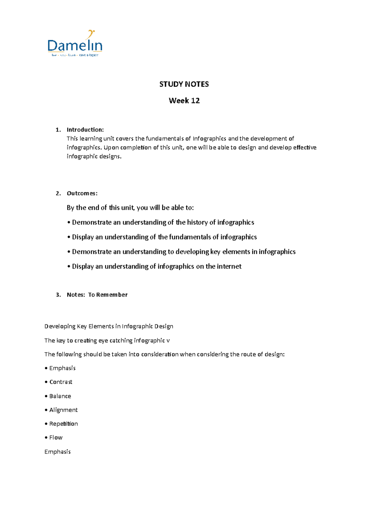 Week 12 DDT3A Study Notes PR - STUDY NOTES Week 12 1. Introduction ...