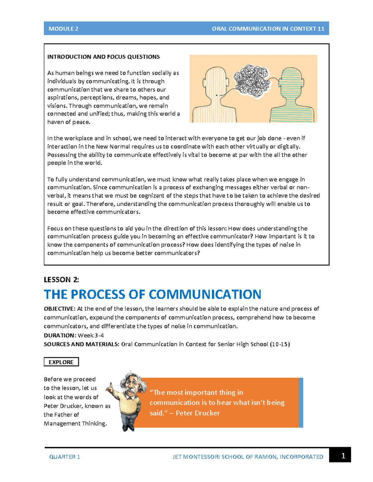 ORAL COMM Module 2 Upload - INTRODUCTION AND FOCUS QUESTIONS As human ...