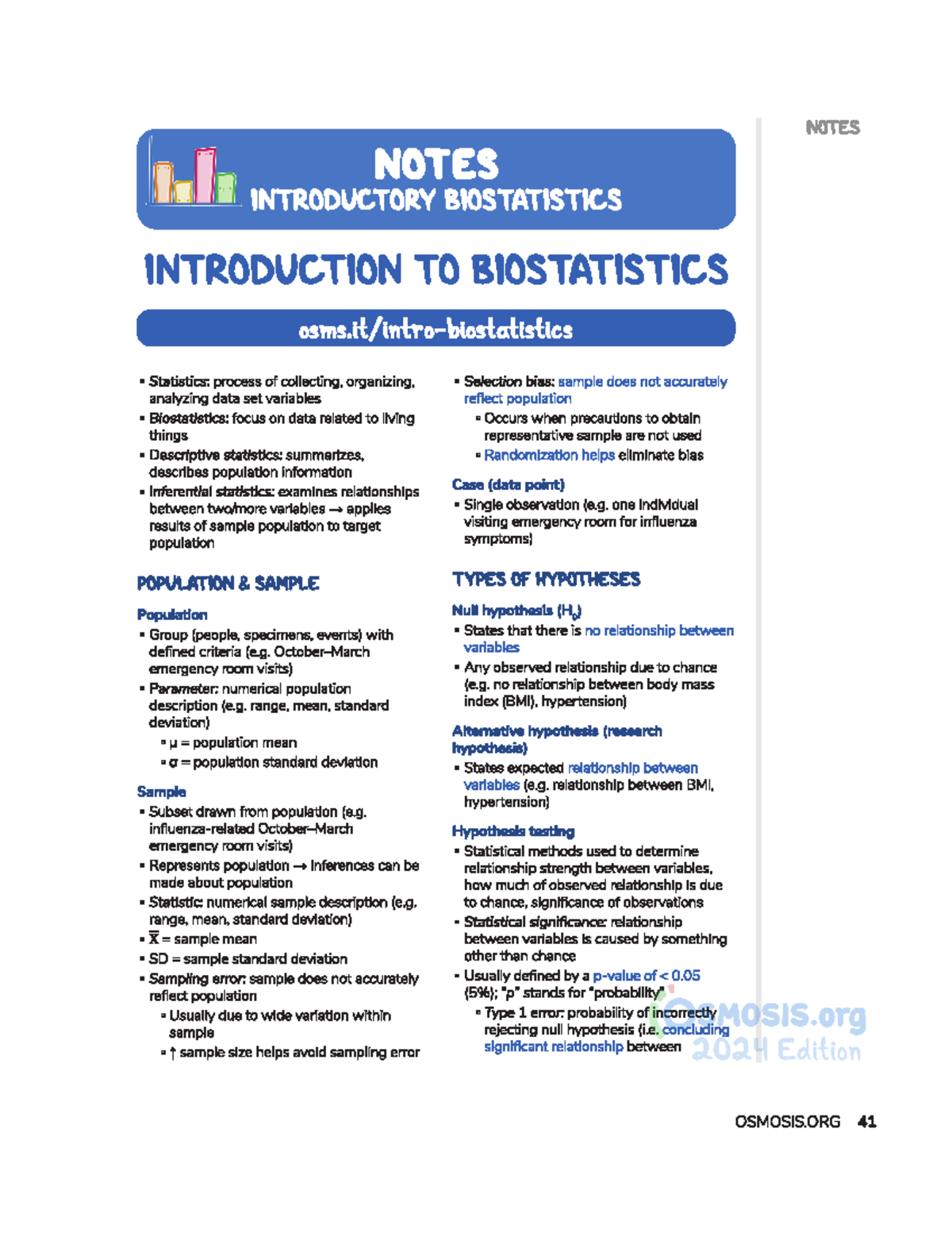 Introductory Biostatistics Notes Diagrams & Illustrations Osmosis - 16 ...