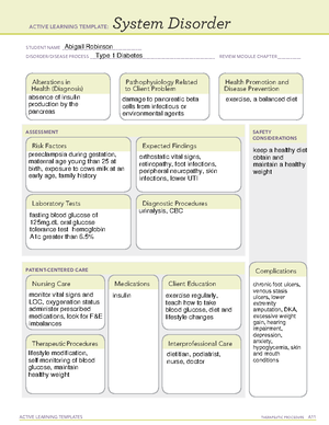 System disorder osteoarthritis - ACTIVE LEARNING TEMPLATES THERAPEUTIC ...