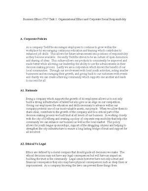 C717 Task 2 Template - Passed assignment - 1 Business Ethics Task 2 ...