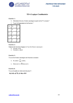 TD 3 Final corrigé-GI Nombres signés - 1 ère Année TD 3 (correction ...