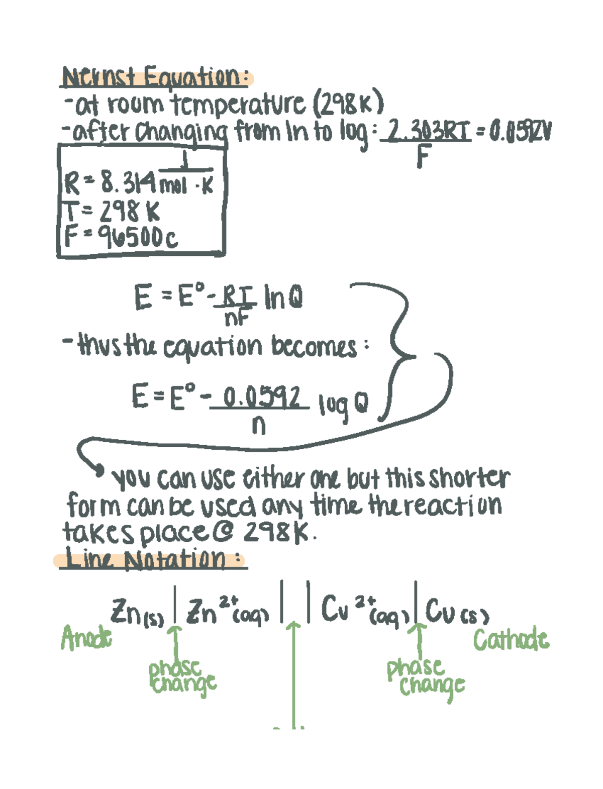 104CHEM lecture 29 - Nernst Equation at room temperature 298k flanging ...
