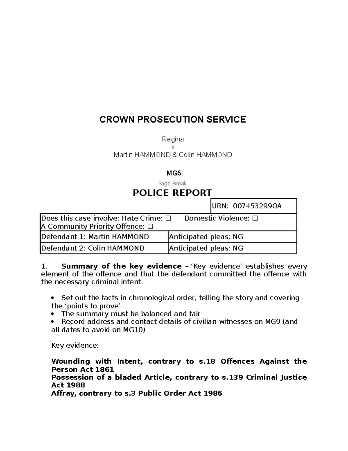 BTC Crime W1 MG5 - Workshop 1 materials - 2022 - BPP - Studocu