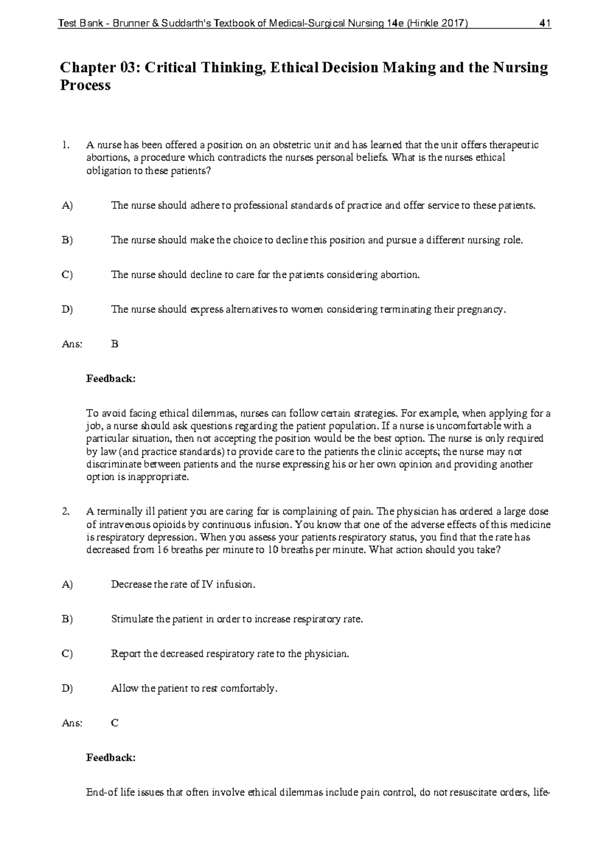 Ch 03 Critical Thinking, Ethical Decision Making and the Nursing ...