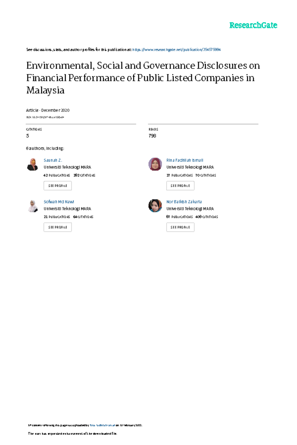 Environmental Socialand Governance Disclosures Apmaj Dec2020 - See discussions, stats, and ...
